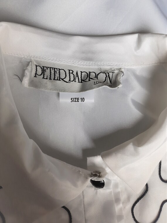 Peter Barron vintage 1980s white black puff sleeves b… - Gem