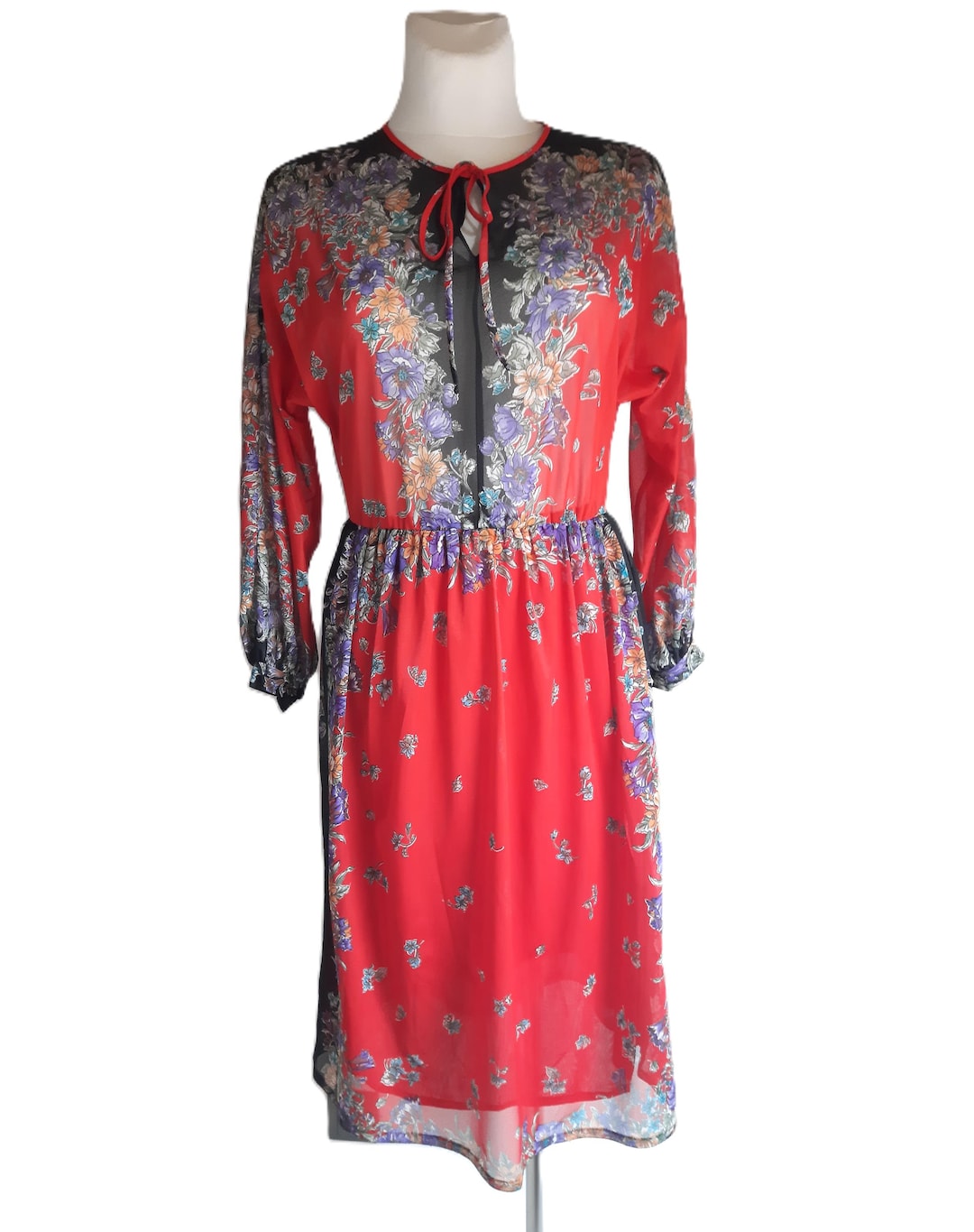 Jean Allen Vintage 1970s 1980s Multicolour Floral Dress Small/medium ...