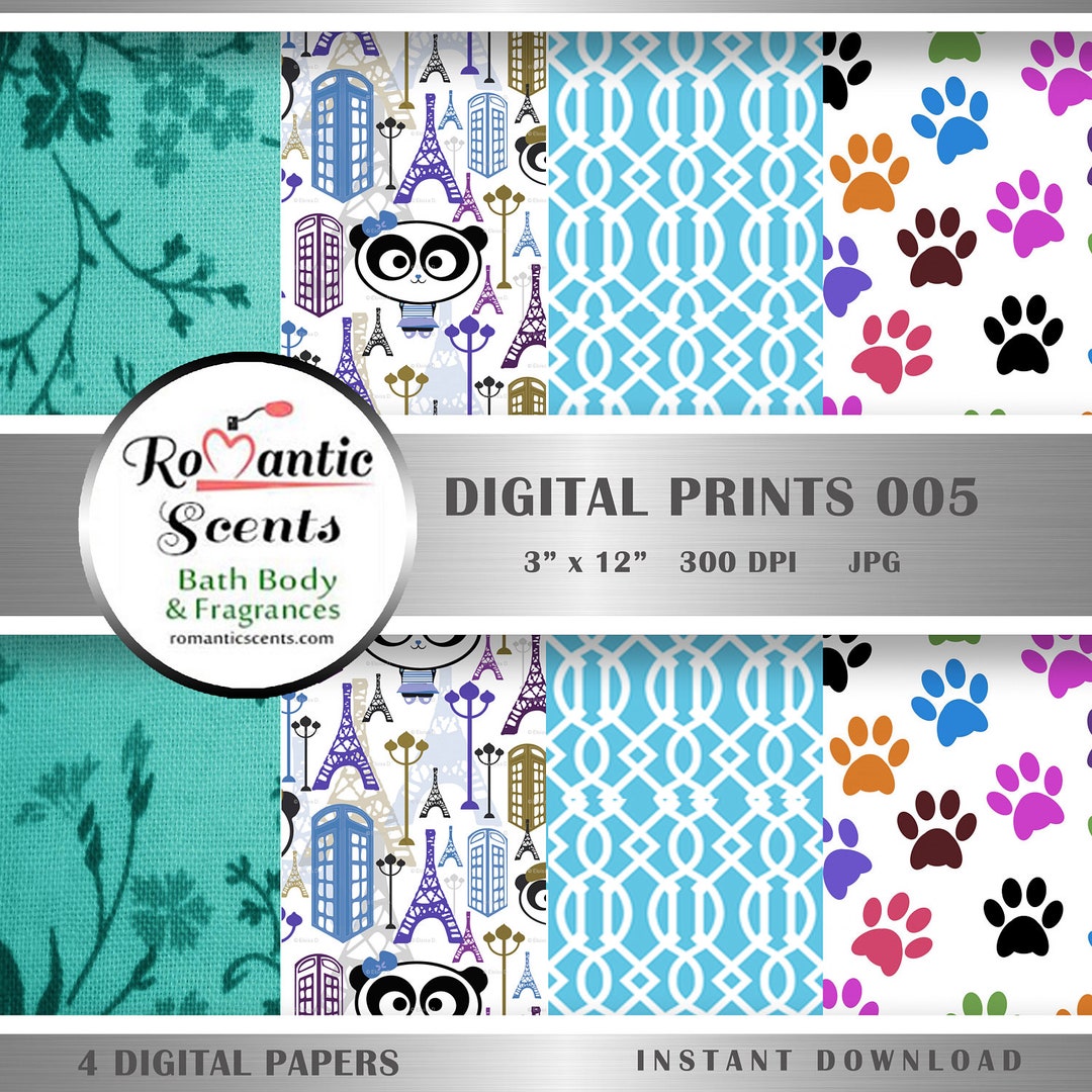 Panda Printable Labels, Floral Digital Print Animal Paws Colorful Soap ...