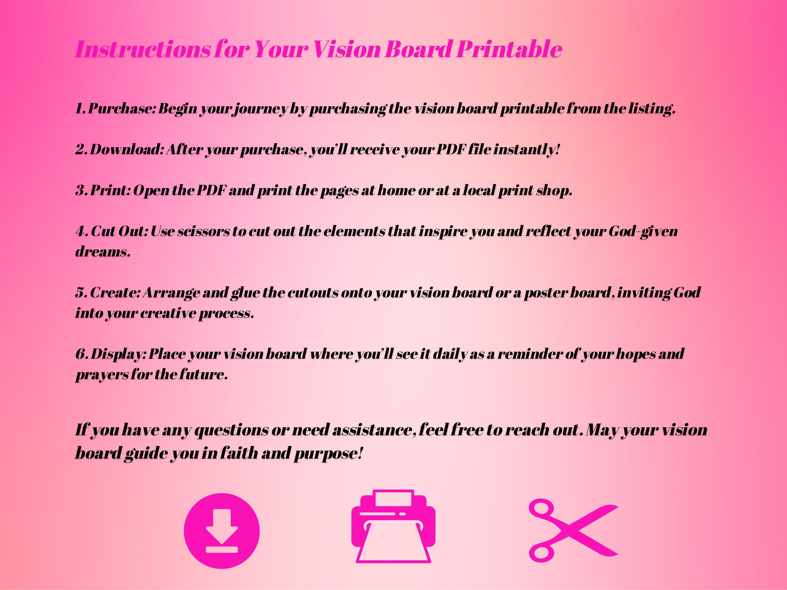 Christian Vision Board Printables for Women | PINK EDITION |500 ...