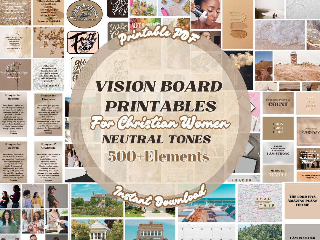 Christian Vision Board Printables for Women, 500 Diverse Images, Quotes ...