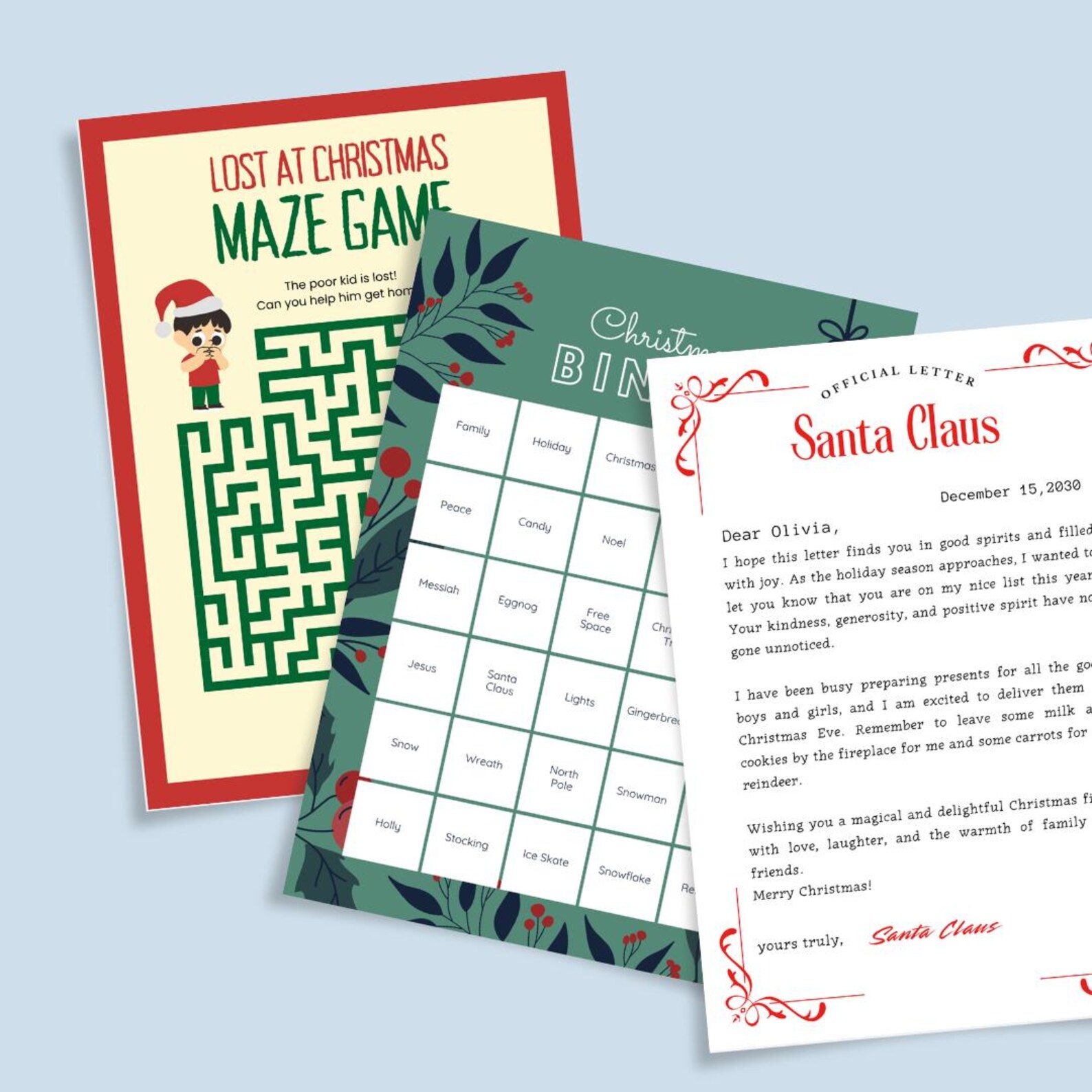 Printable Christmas Games Bundle | Editable | Mazes, Bingo Cards ...