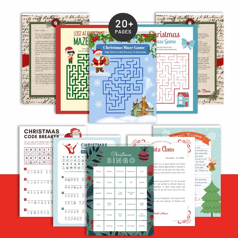Printable Christmas Games Bundle | Editable | Mazes, Bingo Cards ...