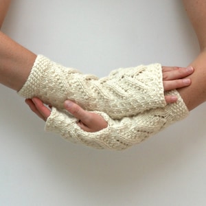 Knitting Pattern: Snowy Branches Fingerless Mitts ~ Hand Knit Textured ...