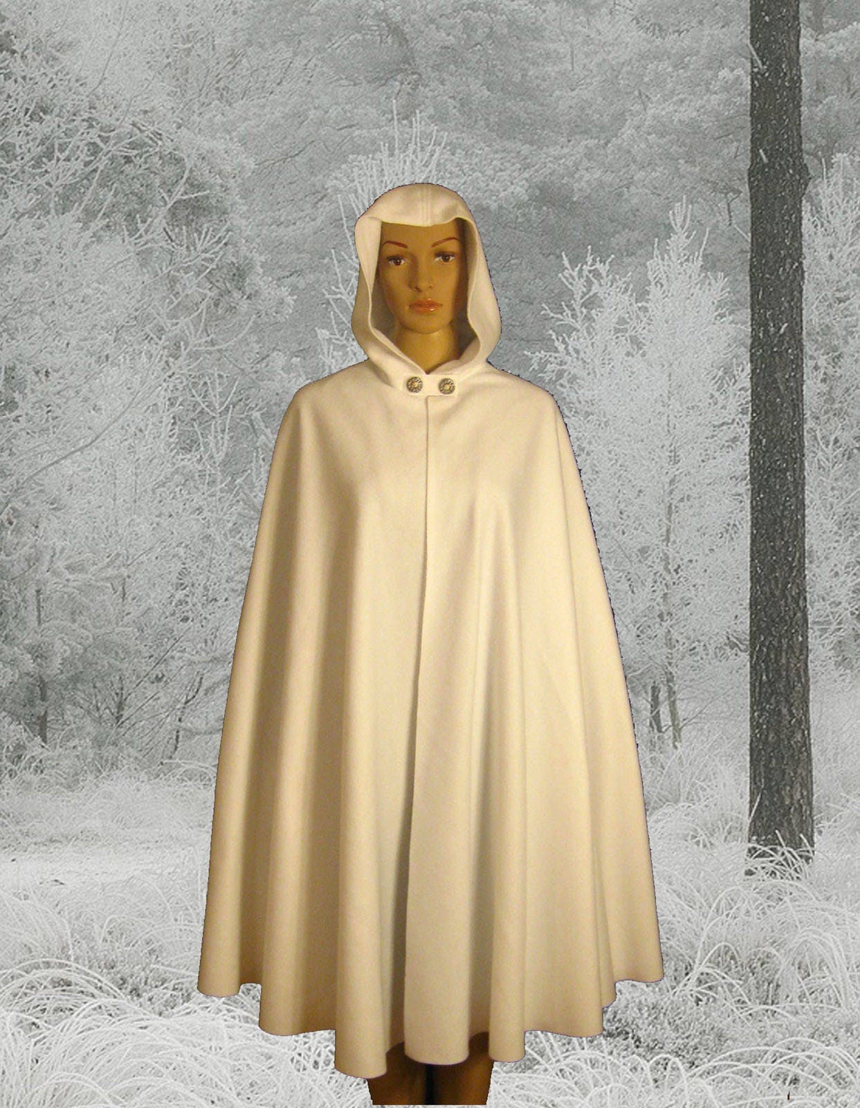 WHITE Handmade Fleece Hooded Cape Cloak LOTR Princess LARP - Etsy