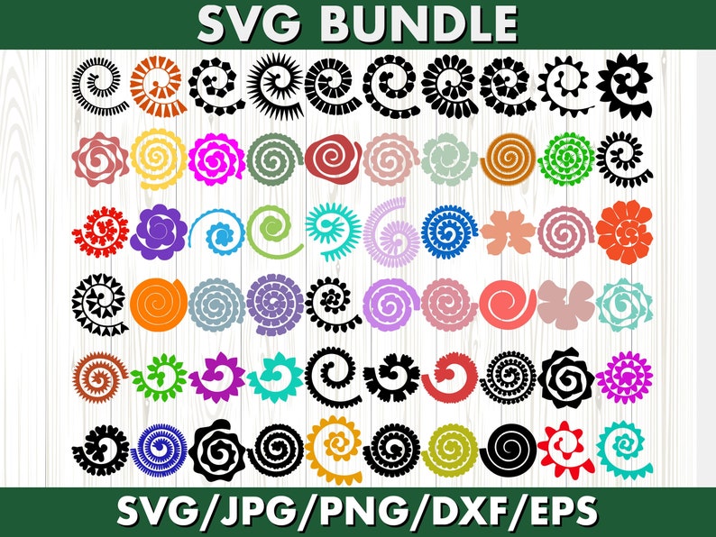 Rolled Flower Svg Bundle Paper Flower Svg Digital Paper Svg Digital ...