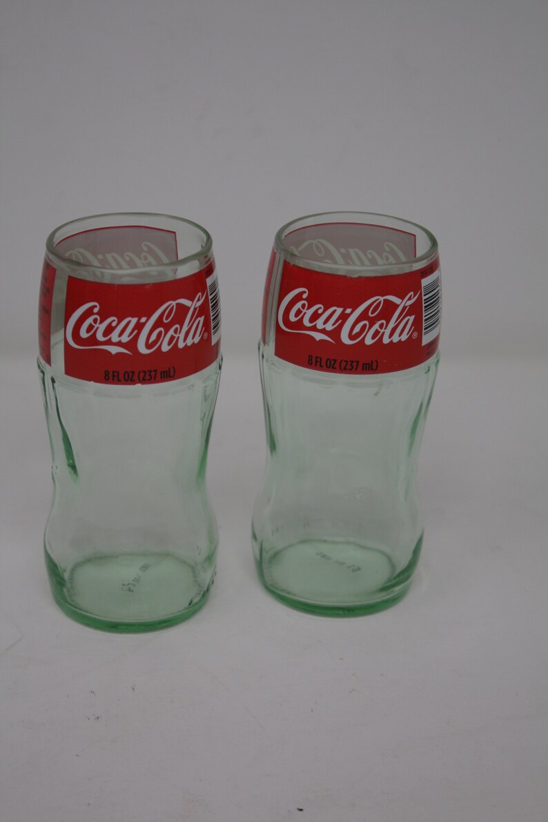Set of 2 Custom COCA-COLA Coke Glasses Soda Hand Cut From Bottles ...
