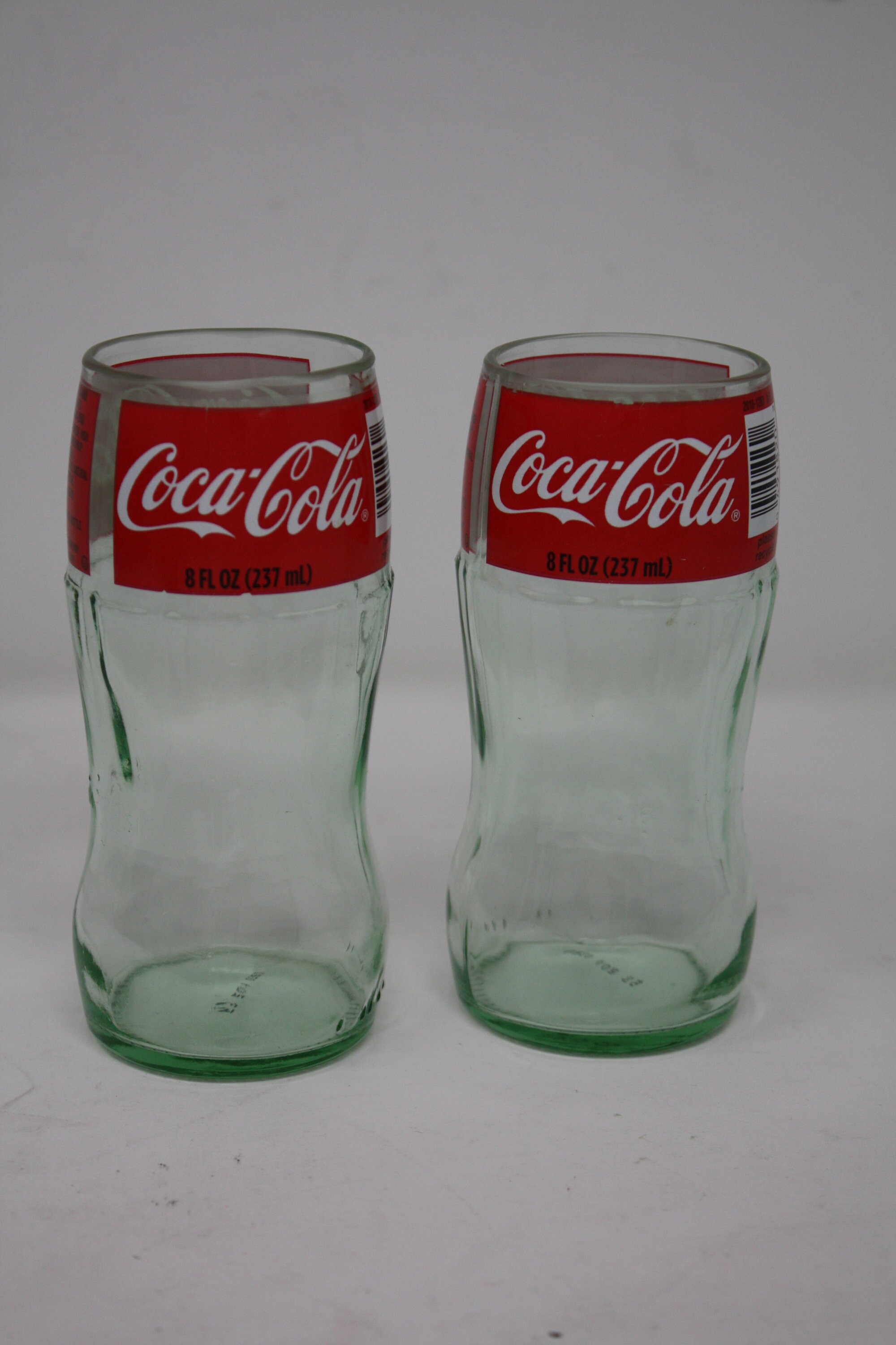 Set of 2 Custom COCA-COLA Coke Glasses Soda Hand Cut From Bottles ...