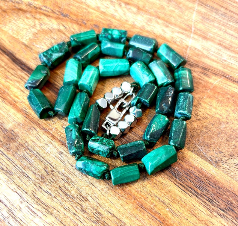 Necklace Raw Malachite Nuggets 18" - Etsy