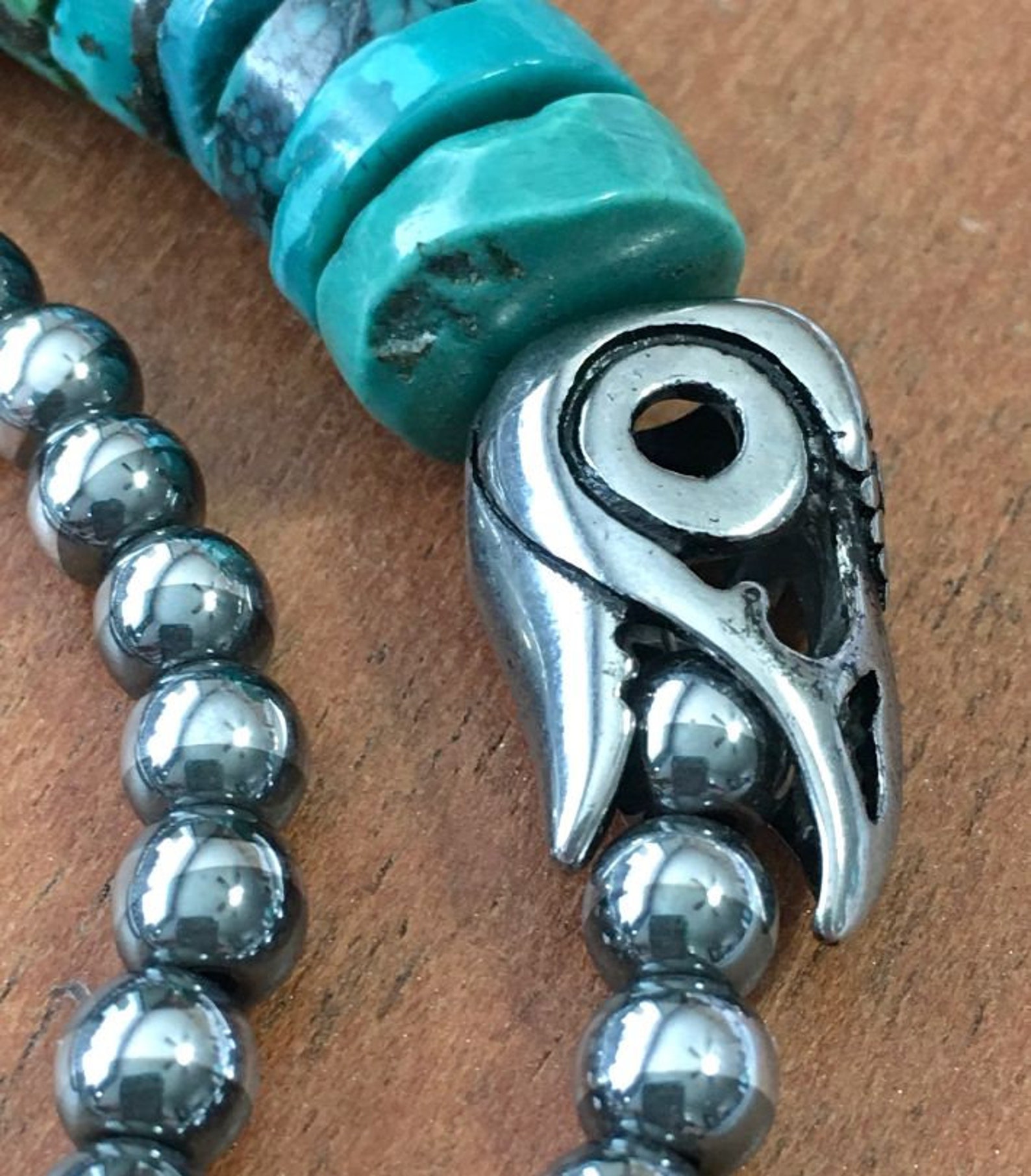 Turquoise Necklace With Raven Art Four Lengths Available - Etsy