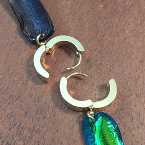 Real Elytra Beetle Wings on Huggie Hoop Earrings in Electric Orange ...