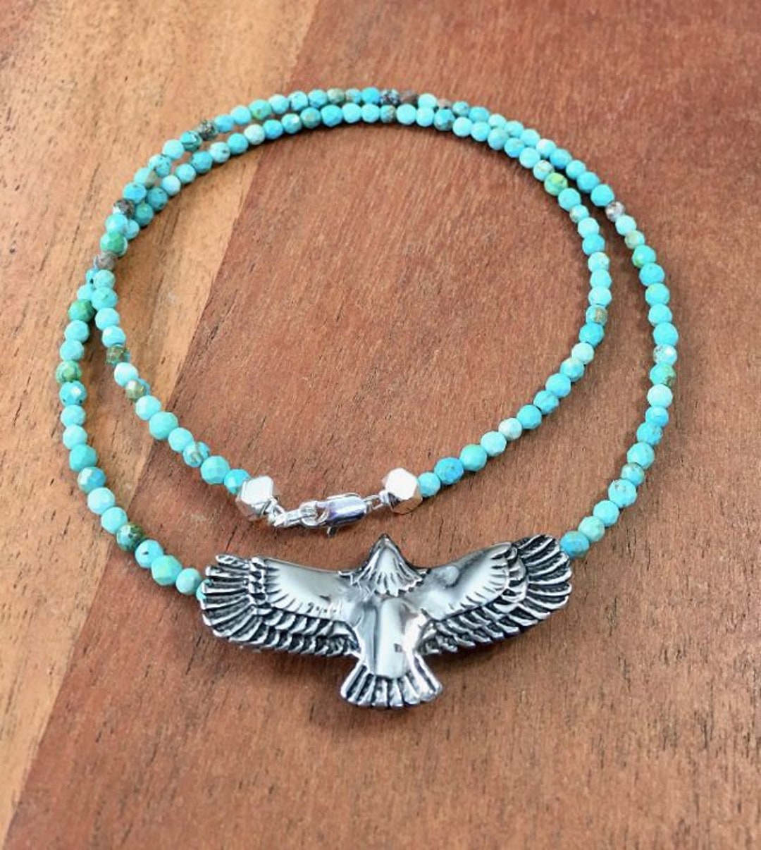 Turquoise Thunderbird Firebird Phoenix Necklace 16" or 18" Eagle Condor ...