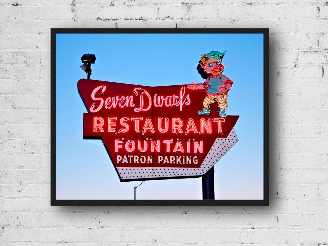 Seven Dwarfs Diner Sign Retro Roadside Photo in Wheaton Illinois - Etsy