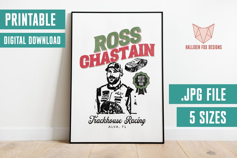 Digital Download Wall Art - Ross Chastain #1 2023 Nascar Printable ...