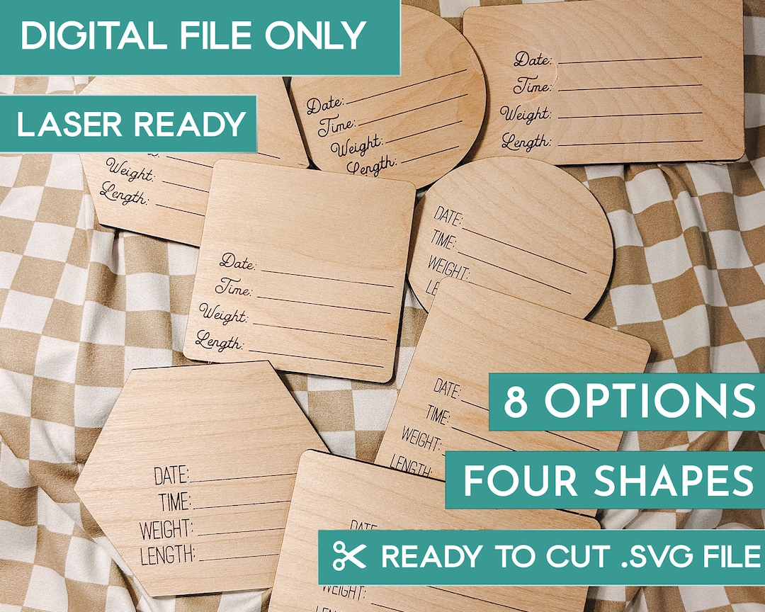 Digital File - SVG Laser Ready - Baby Stat Sign, Square Hexagon ...