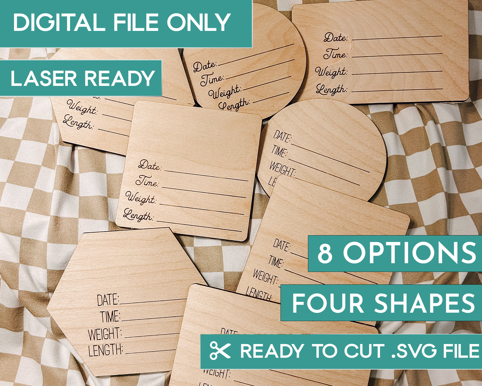 Digital File - SVG Laser Ready - Baby Stat Sign, Square Hexagon ...