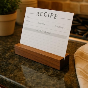 Recipe Card Holder, Kitchen Decor, Solid Wood Handmade Recipe Card ...