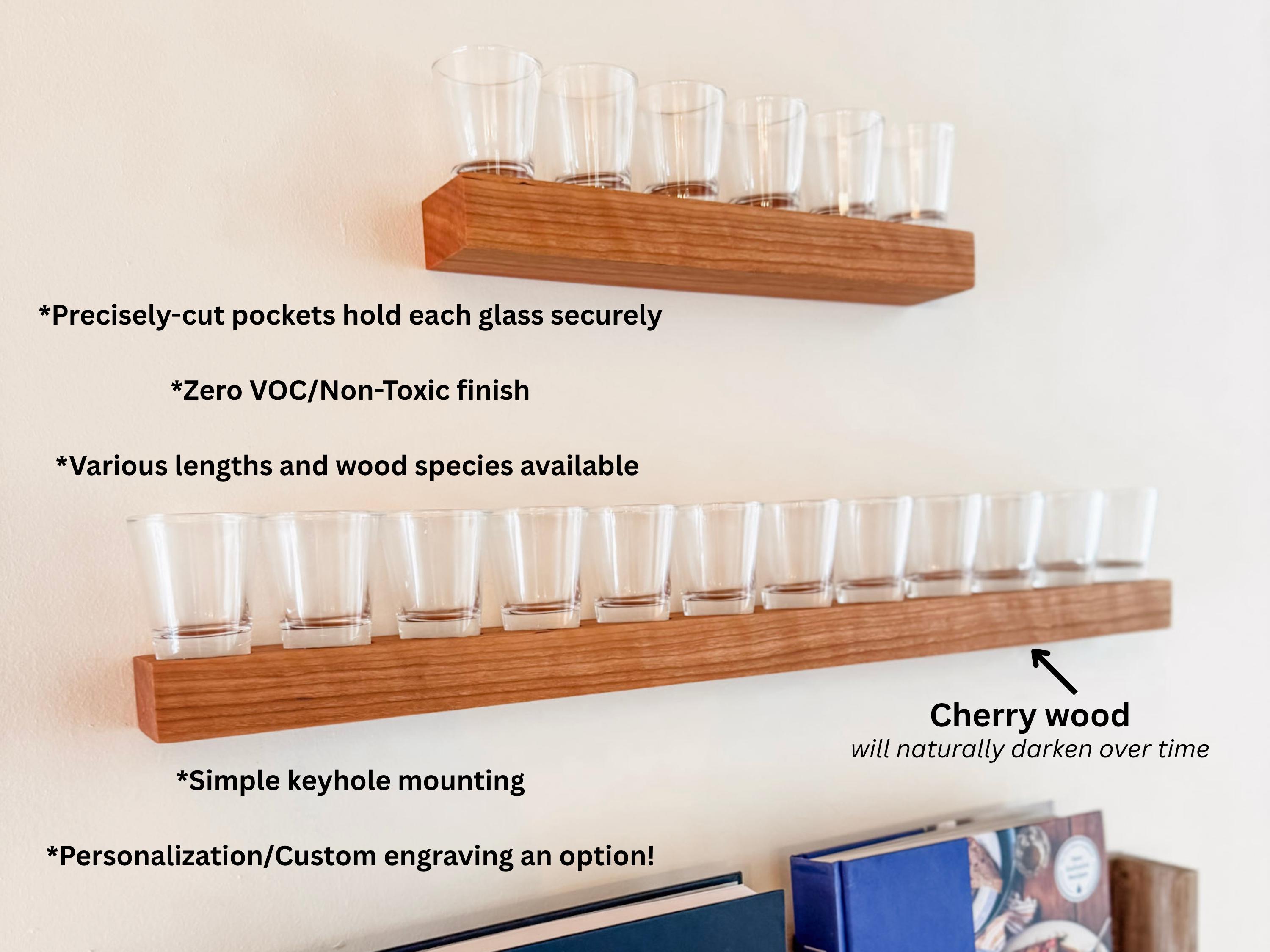 Shot Glass Display Shelf | Custom Shelf | Handmade Solid Wood Shot ...