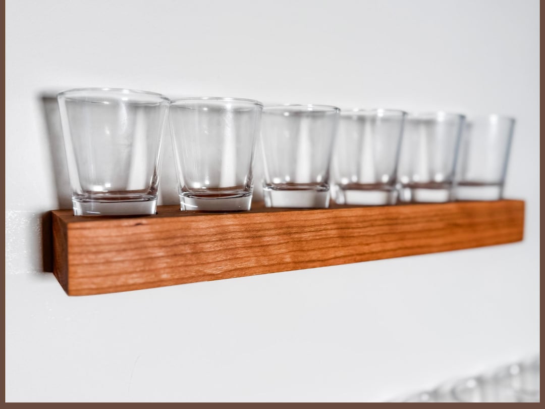 Shot Glass Display Shelf | Custom Shelf | Handmade Solid Wood Shot ...
