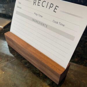 Recipe Card Holder, Kitchen Decor, Solid Wood Handmade Recipe Card ...