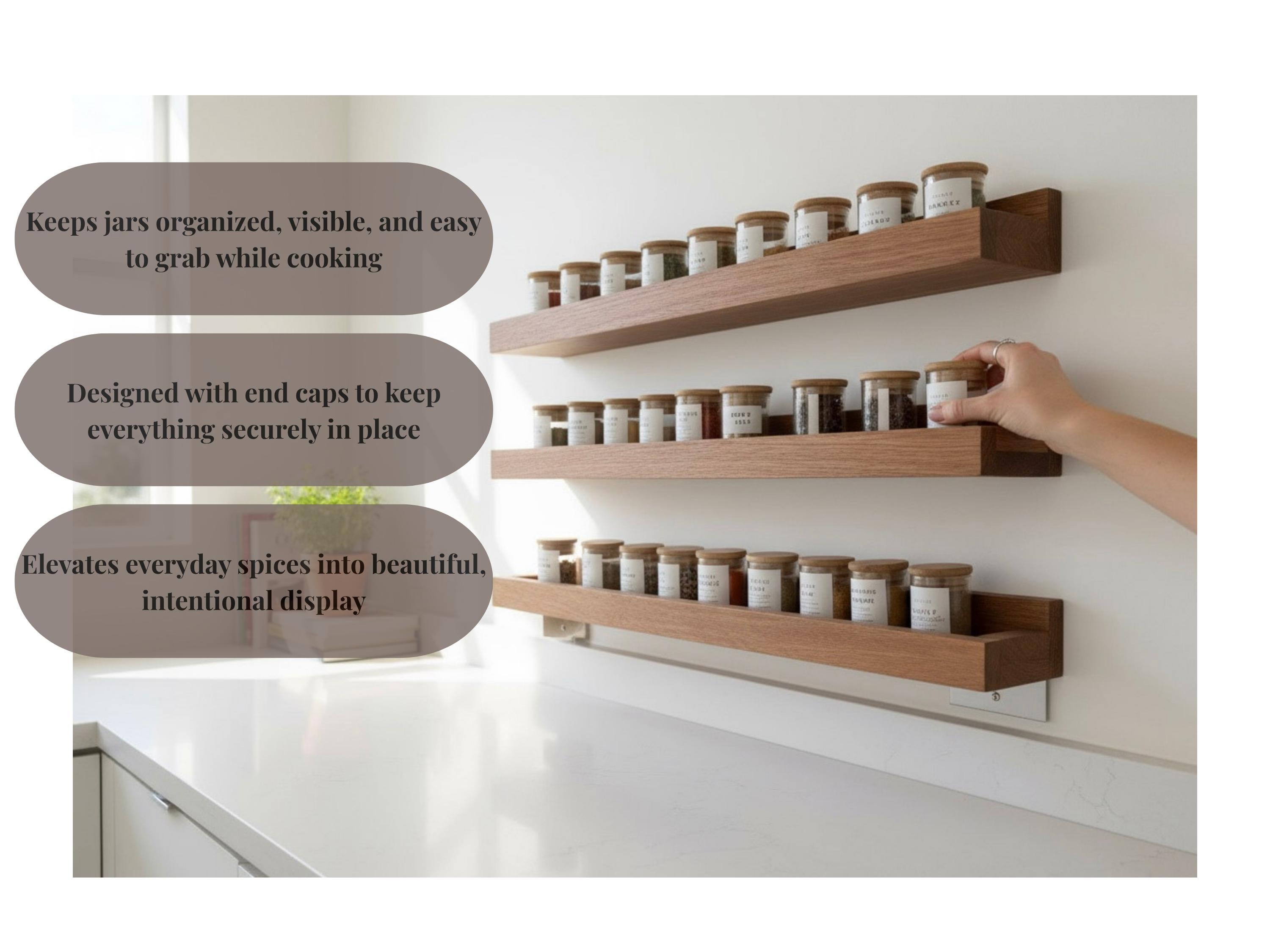 Spice Display Shelf | Handmade Solid Wood Spice Rack | Wall Mounted ...