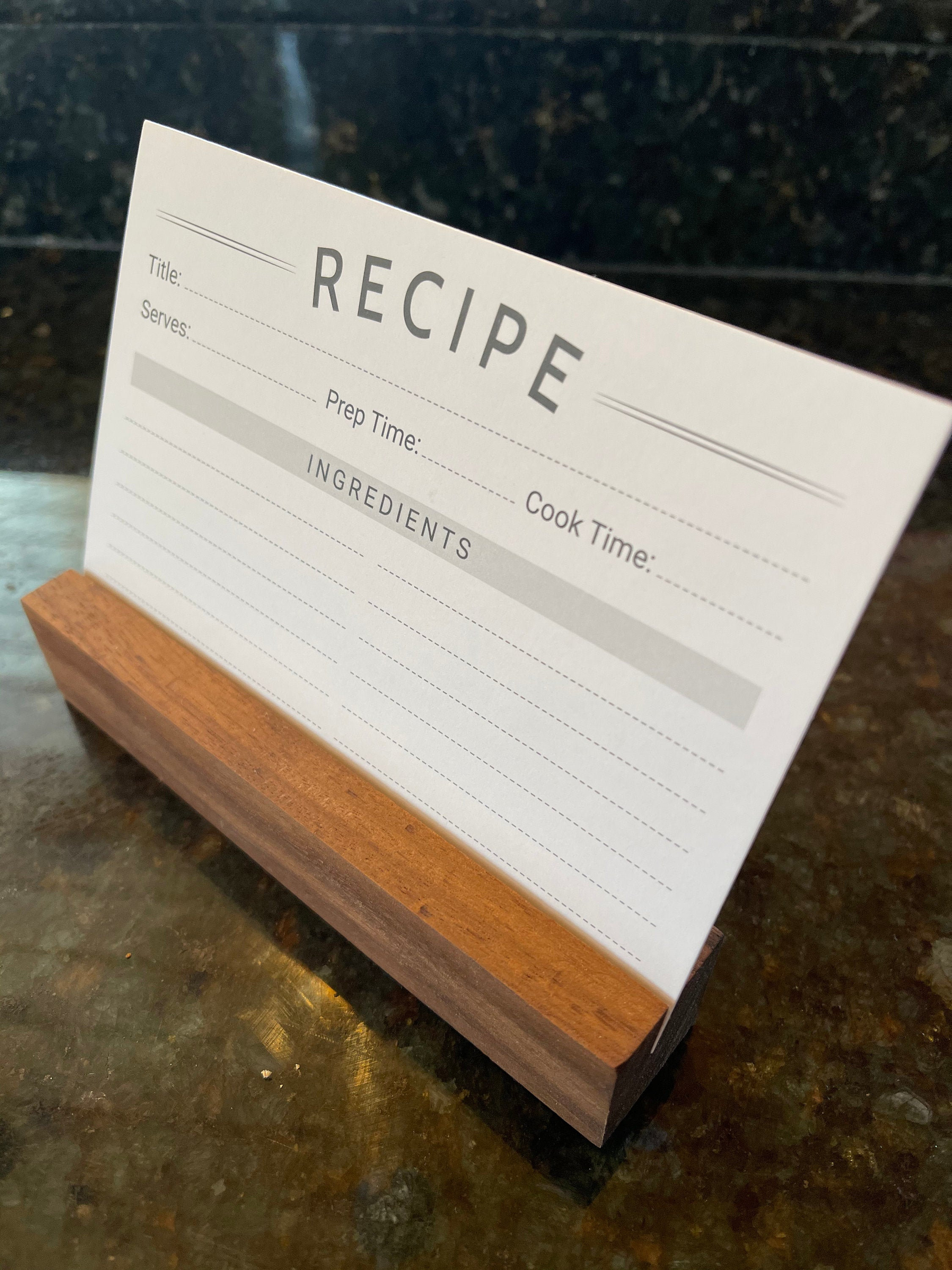Recipe Card Holder, Kitchen Decor, Solid Wood Handmade Recipe Card ...