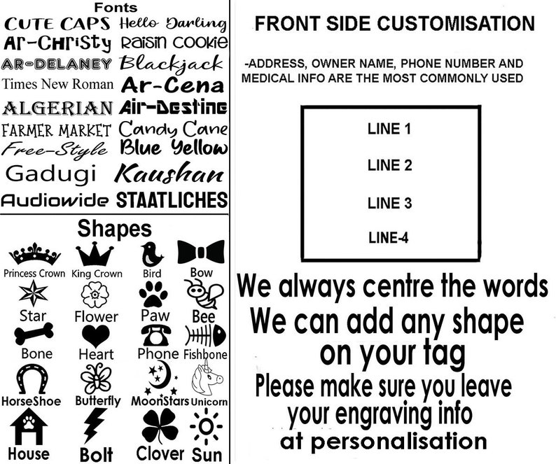 Sucre Tags Flat & Curved Slide on Collar Rectangle ID Name - Etsy