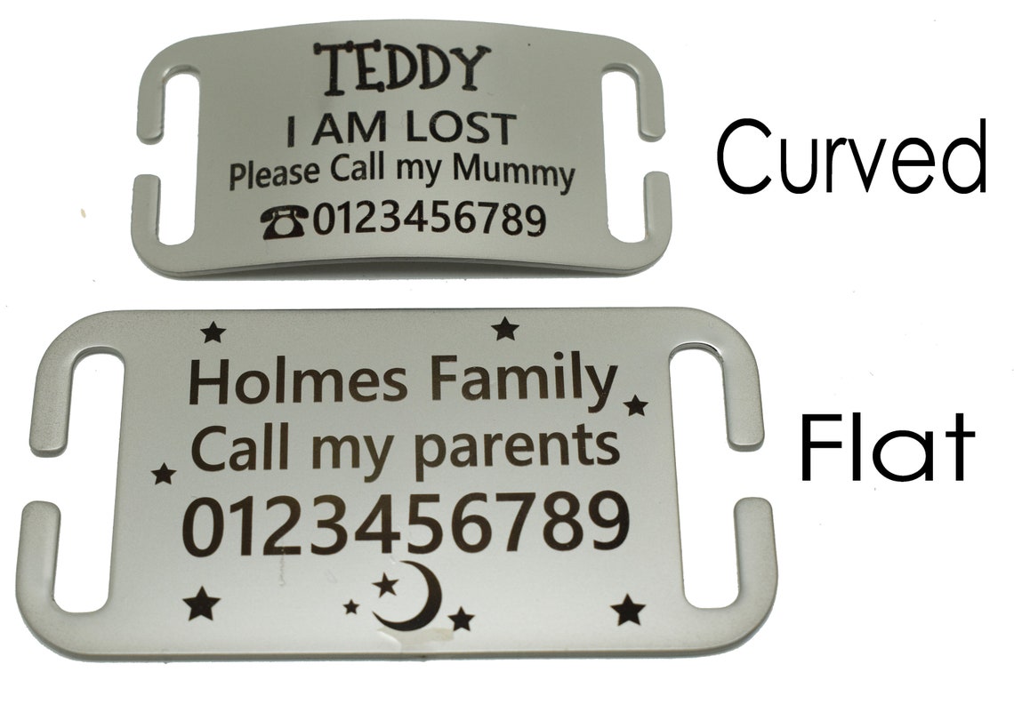 Sucre Tags Flat & Curved Slide on Collar Rectangle ID Name | Etsy