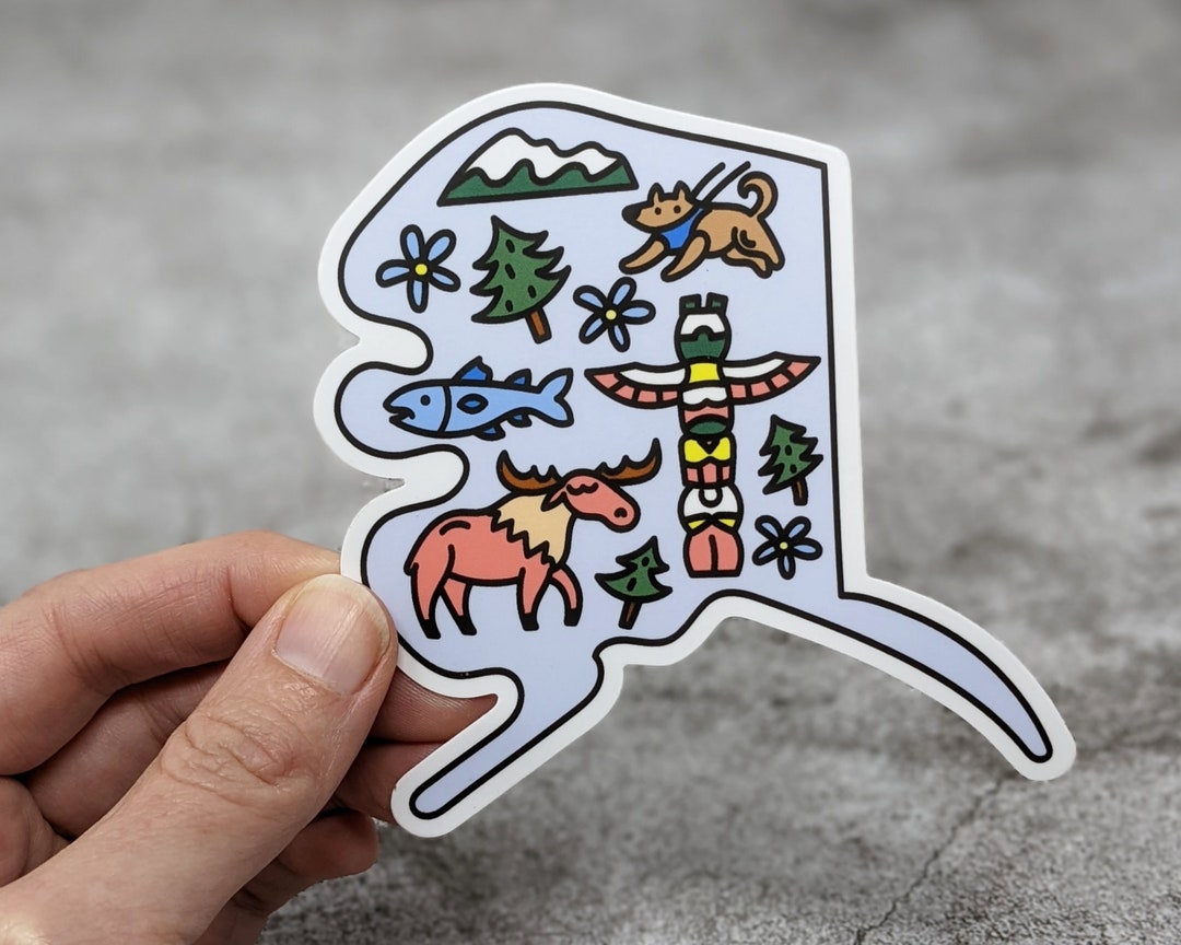 Alaska Map Sticker: Hand-drawn Waterproof Vinyl Decal - Etsy