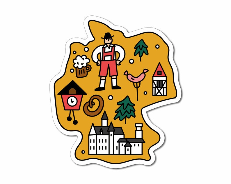 Germany Sticker Germany Decal Germany Map Sticker | Etsy