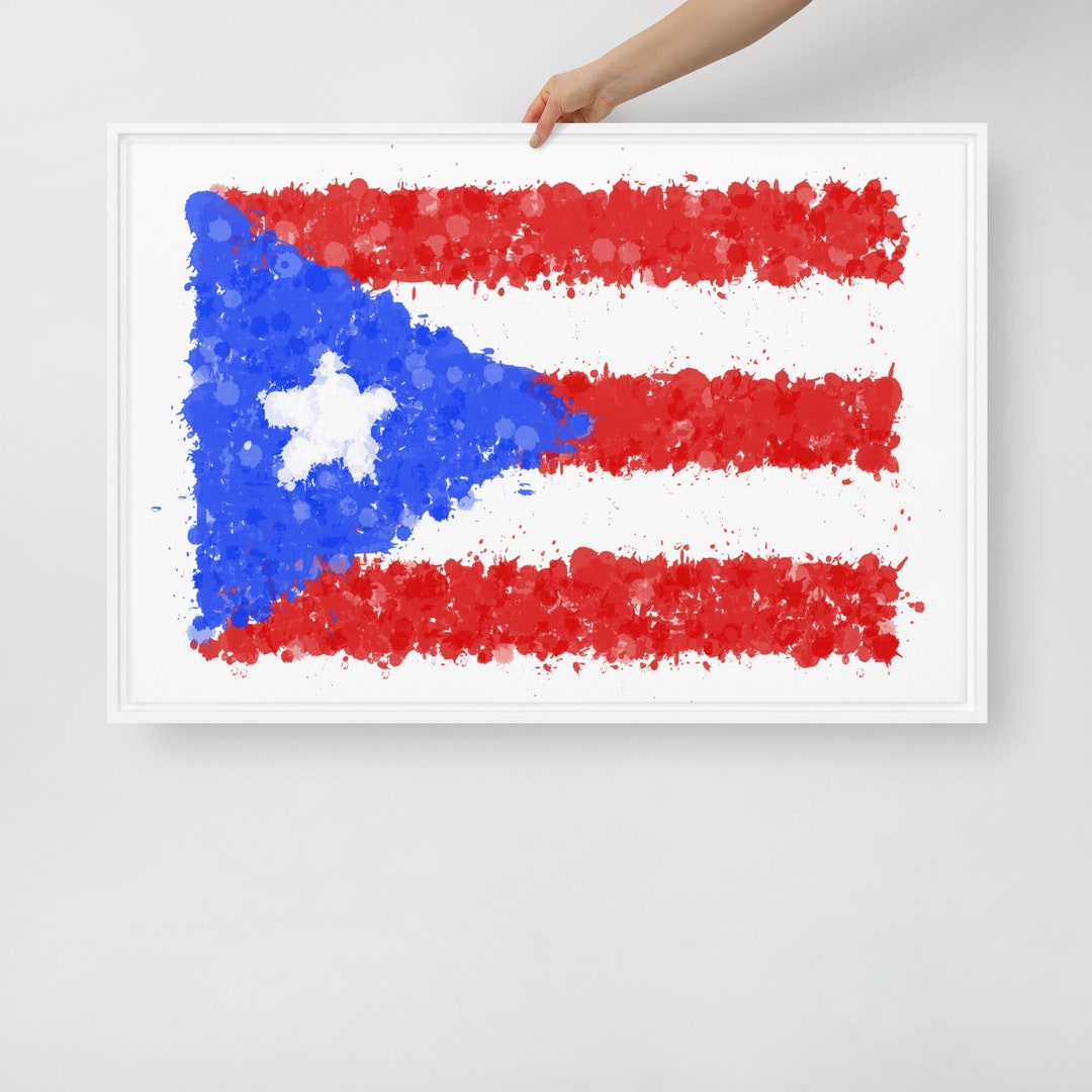 Puerto Rico Flag Framed Canvas Art Print | Puerto Rican Flag | Puerto ...