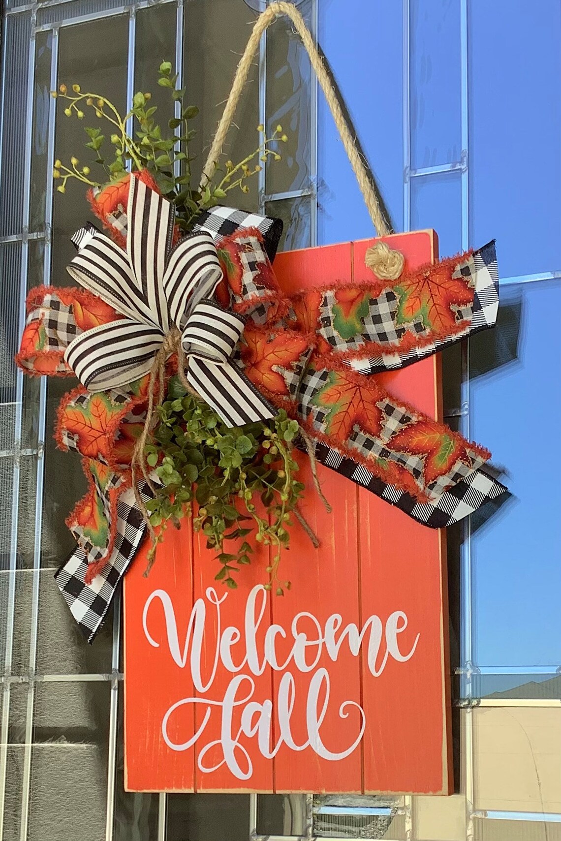 Welcome Fall Large Wooden Door Sign Door Hanger Farmhouse - Etsy