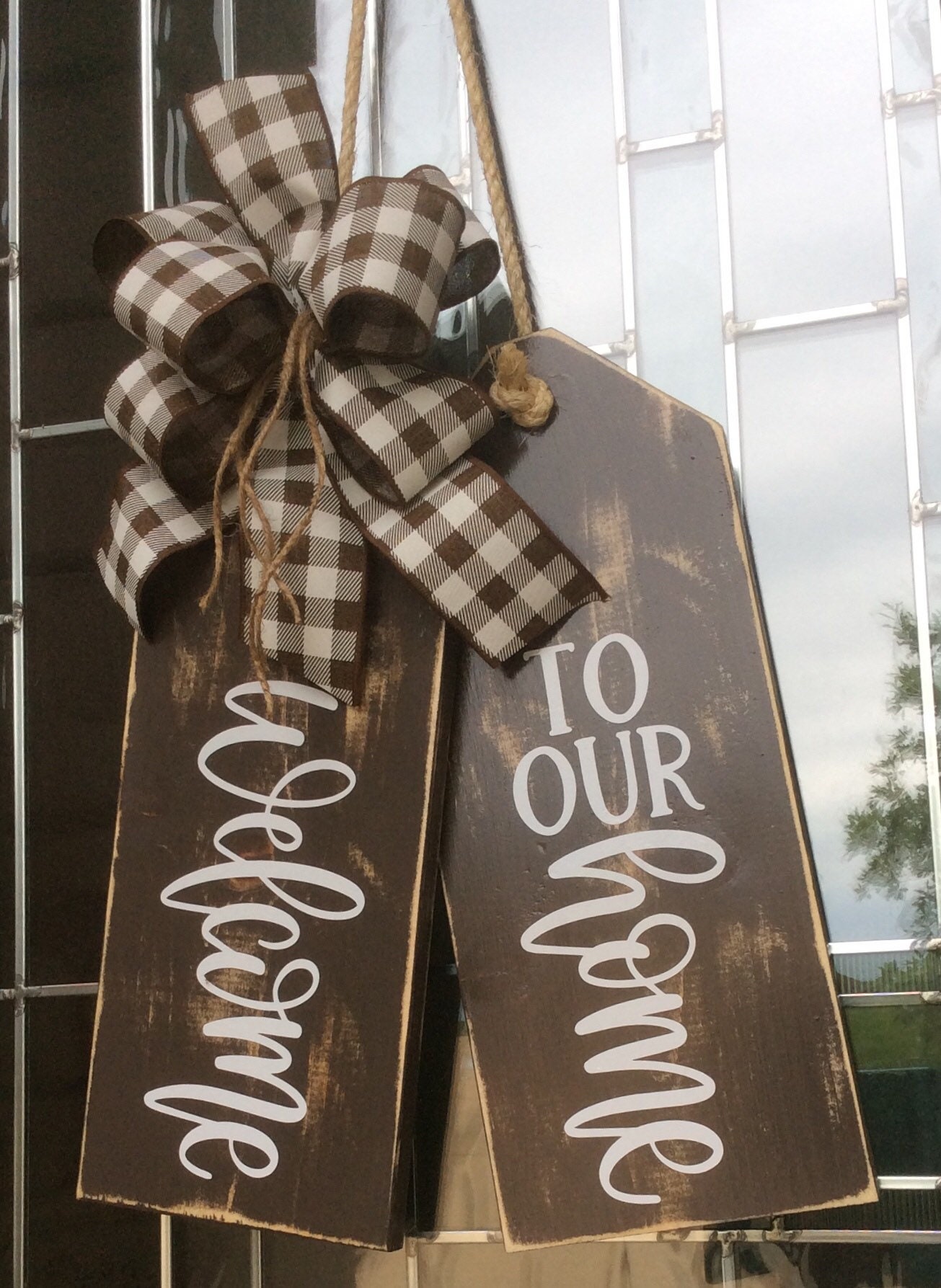 Welcome to Our Home Large Wooden Door Tag Door Hanger | Etsy