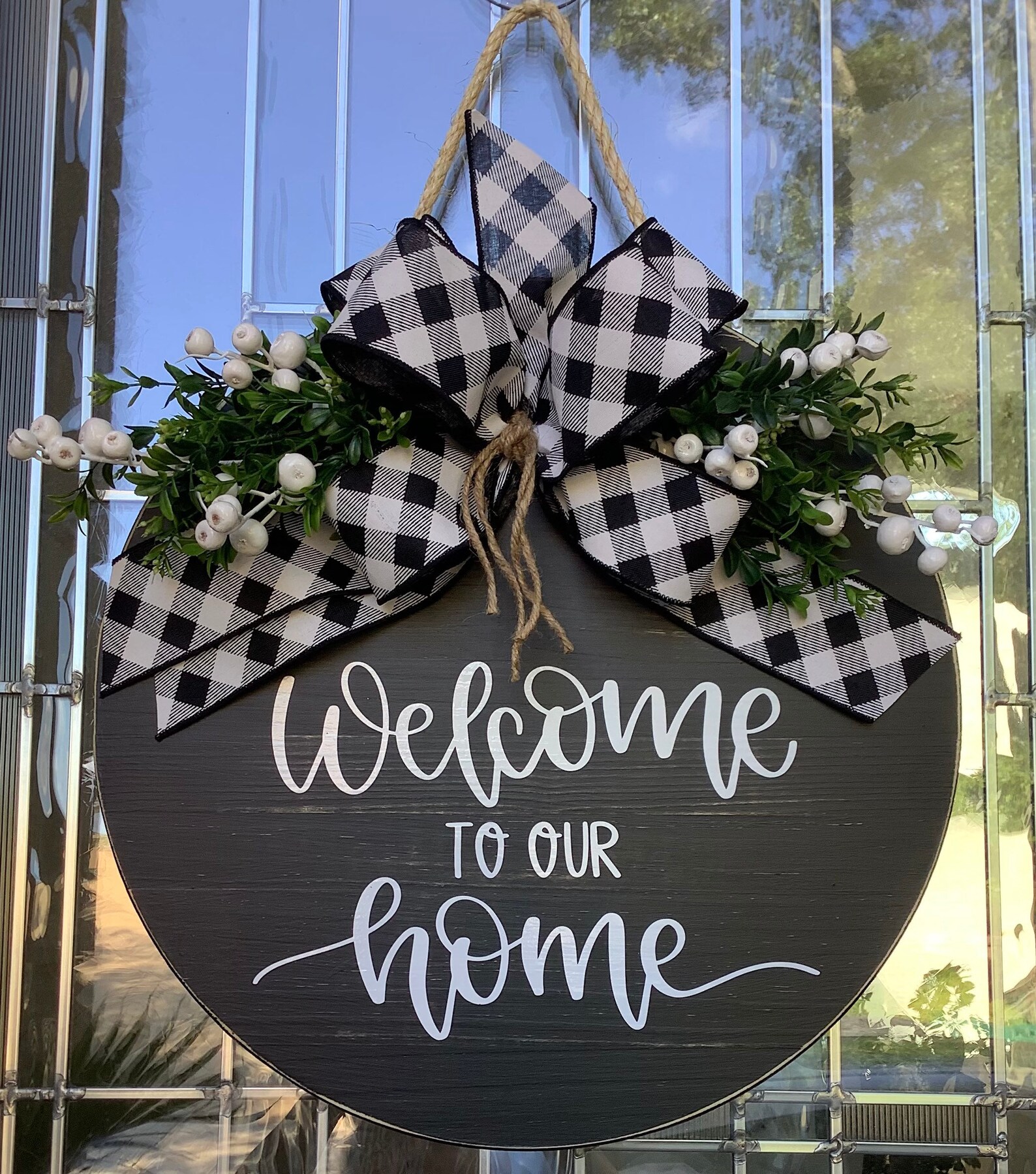 Door Decoration Welcome to Our Home Round Front Door Sign - Etsy