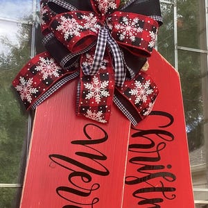 Merry Christmas, Large Wooden Door Tag, Door Hanger, Farmhouse ...