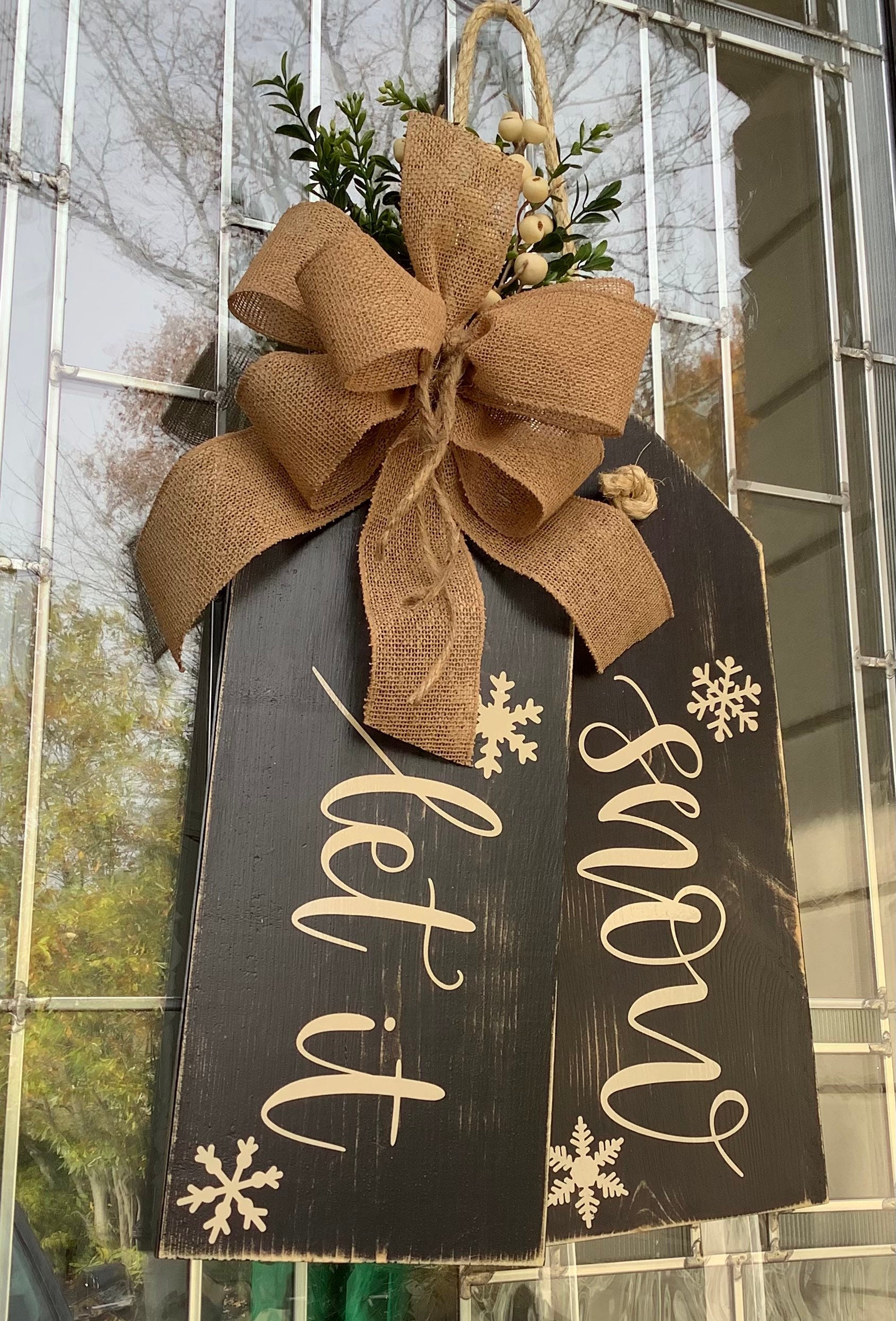 Let It Snow Large Wooden Door Tag Door Hanger Farmhouse - Etsy
