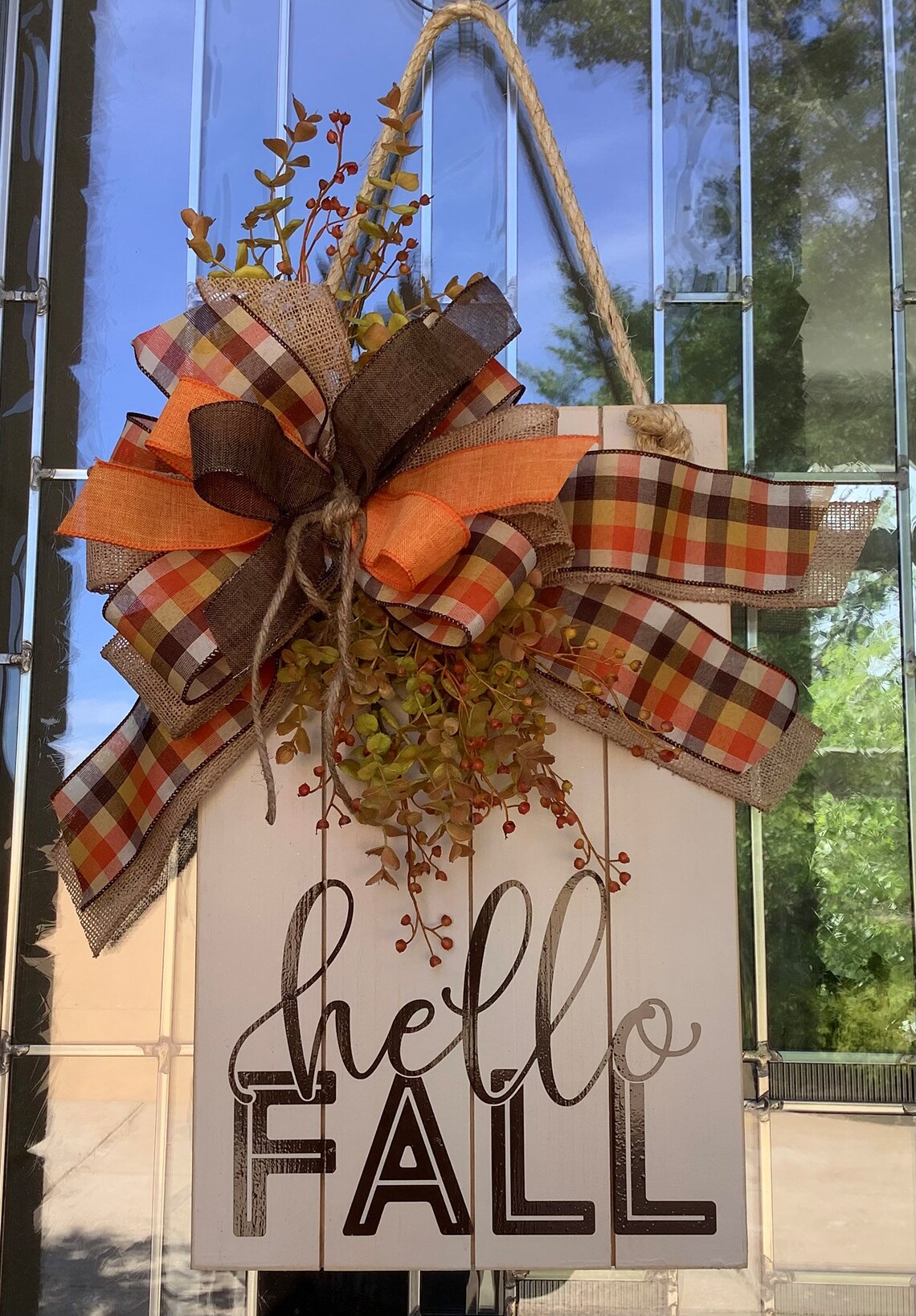 Hello Fall Large Wooden Door Sign Door Hanger Farmhouse - Etsy