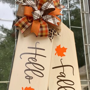 Hello Fall, Large Wooden Door Tag, Door Hanger, Farmhouse, Fall Wreath ...