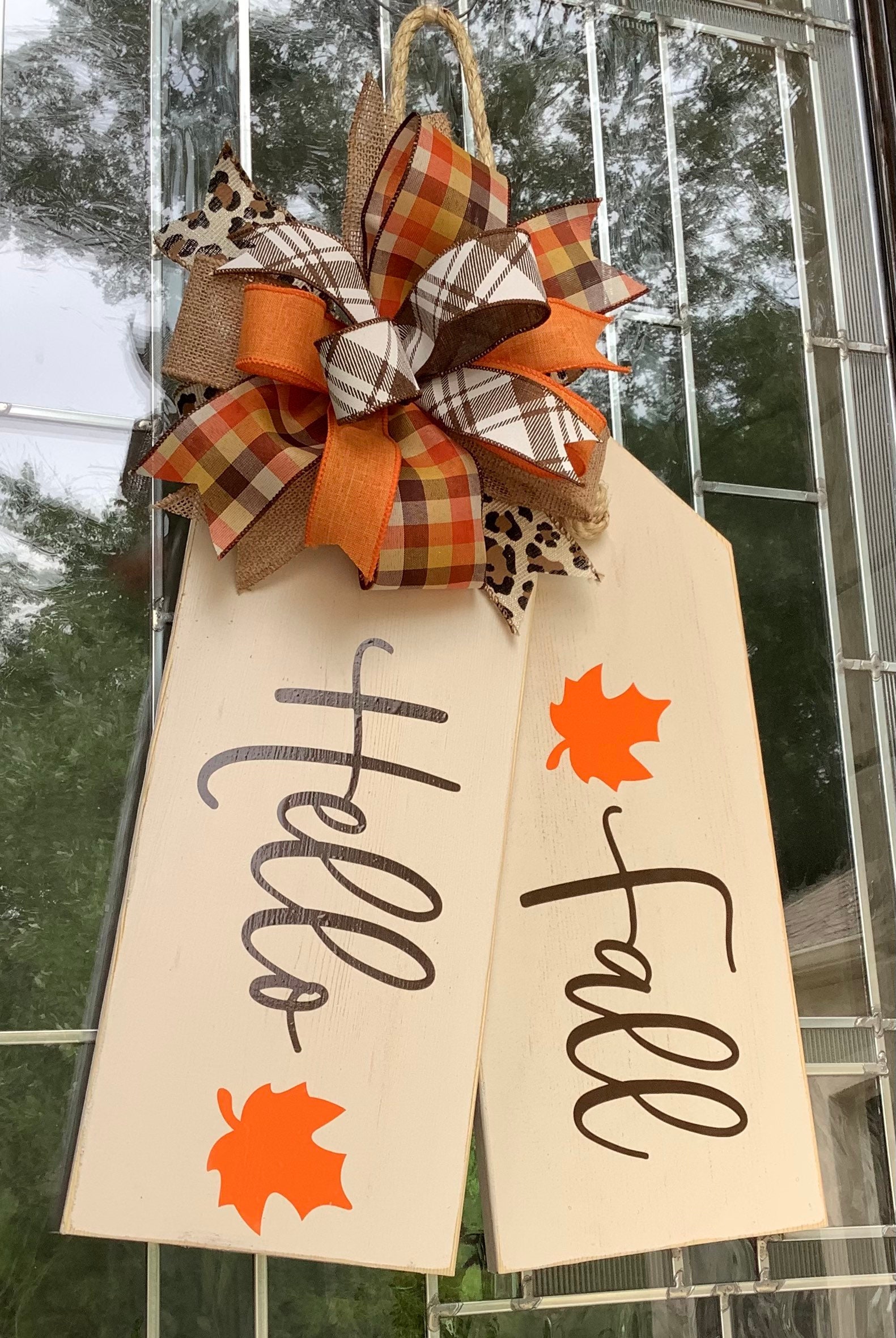 Hello Fall Large Wooden Door Tag Door Hanger Farmhouse - Etsy