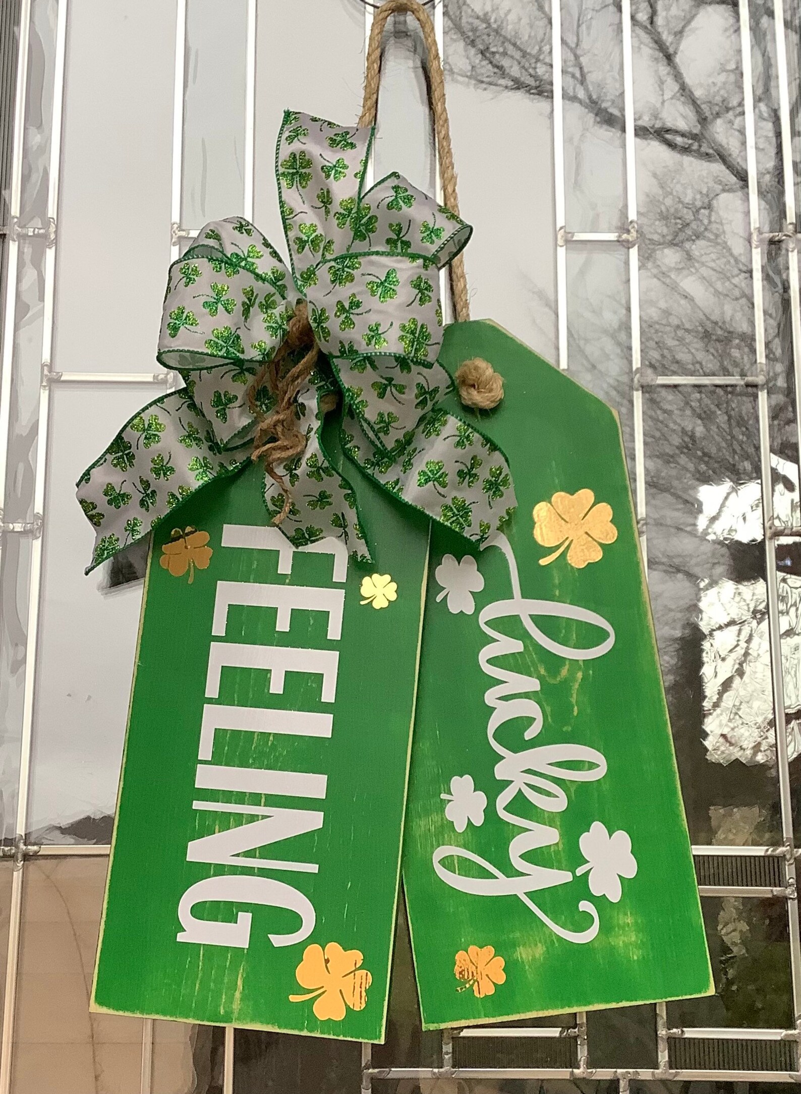 Feeling Lucky Large Wooden Door Tag Door Hanger Farmhouse | Etsy