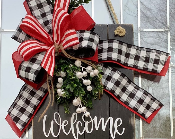 Welcome, Large Wooden Door Sign, Door Hanger, Farmhouse, Door Decor ...