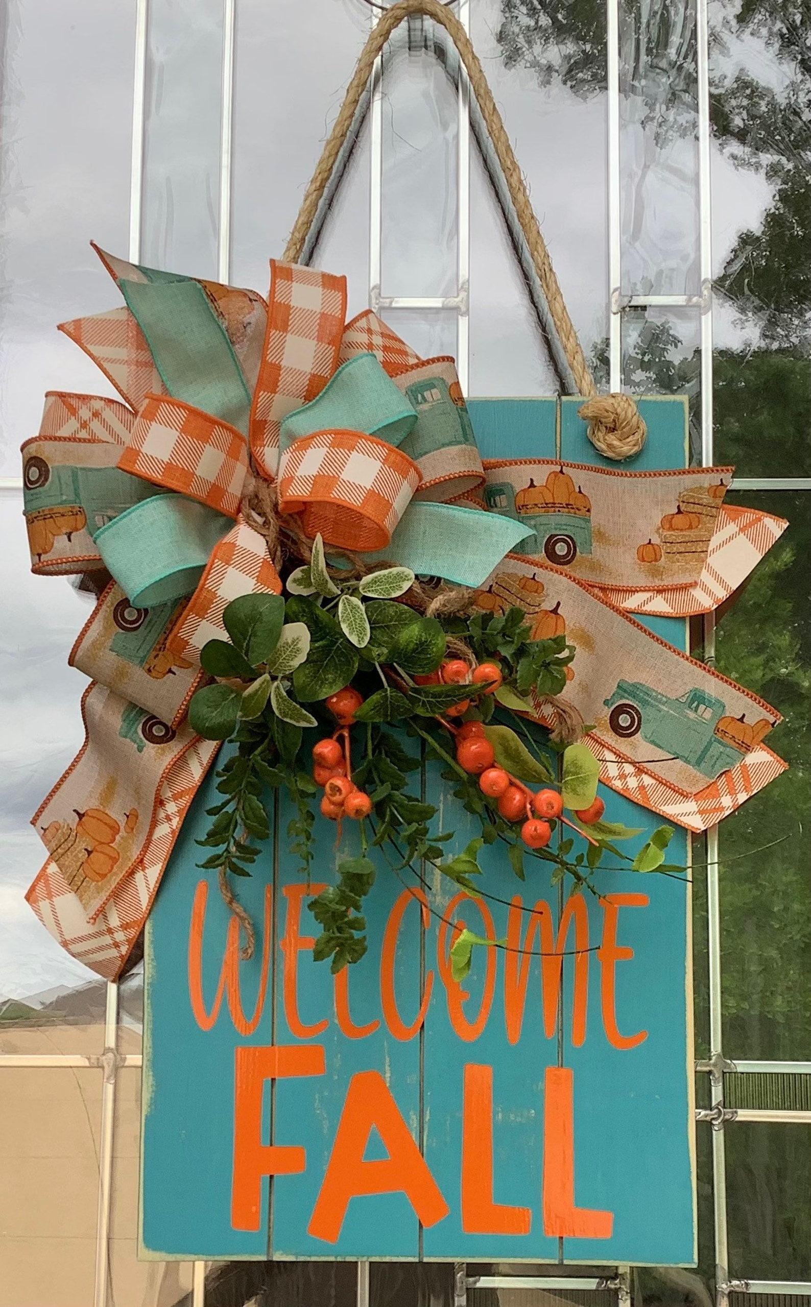 Welcome Fall Large Wooden Door Sign Door Hanger Farmhouse - Etsy