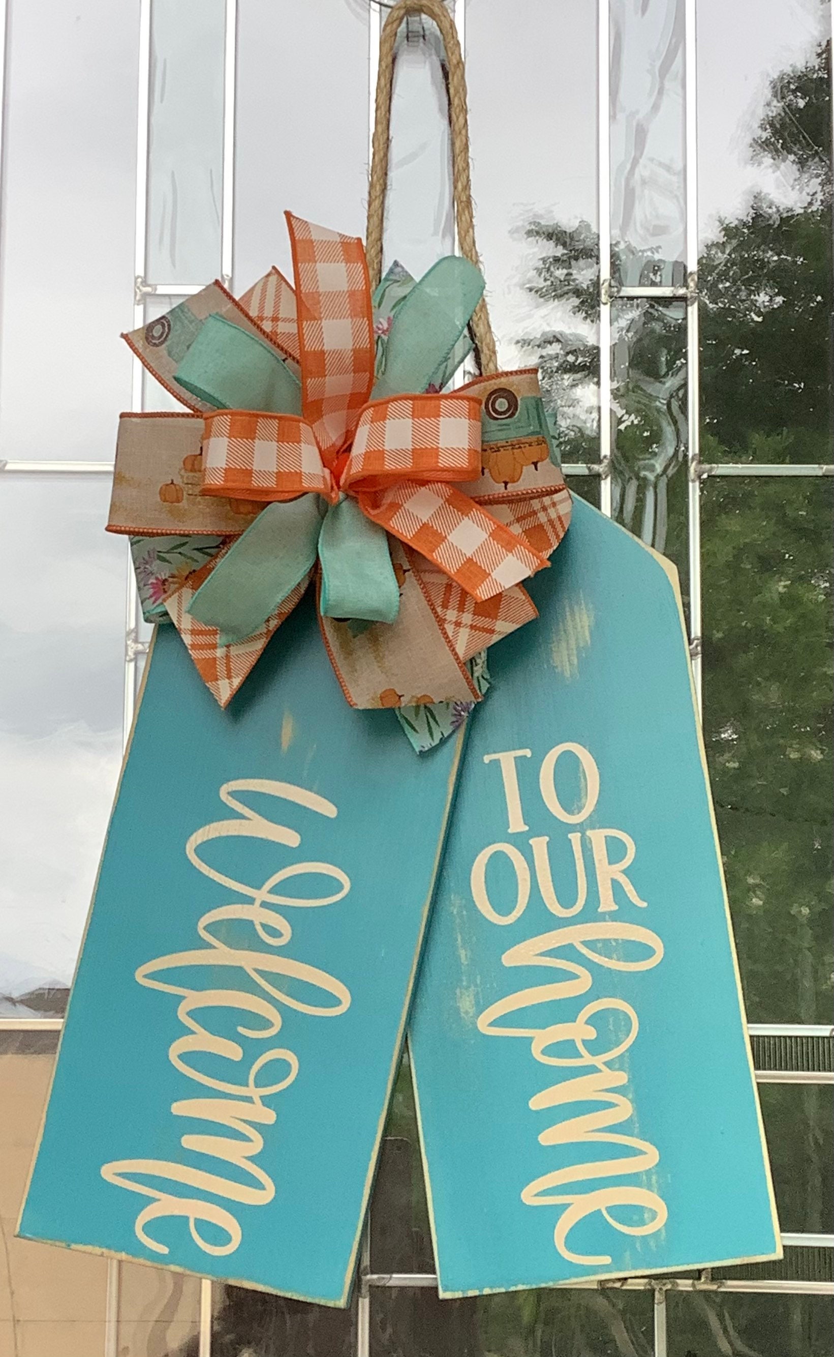 Welcome to Our Home, Large Wooden Door Tag, Door Hanger, Farmhouse ...