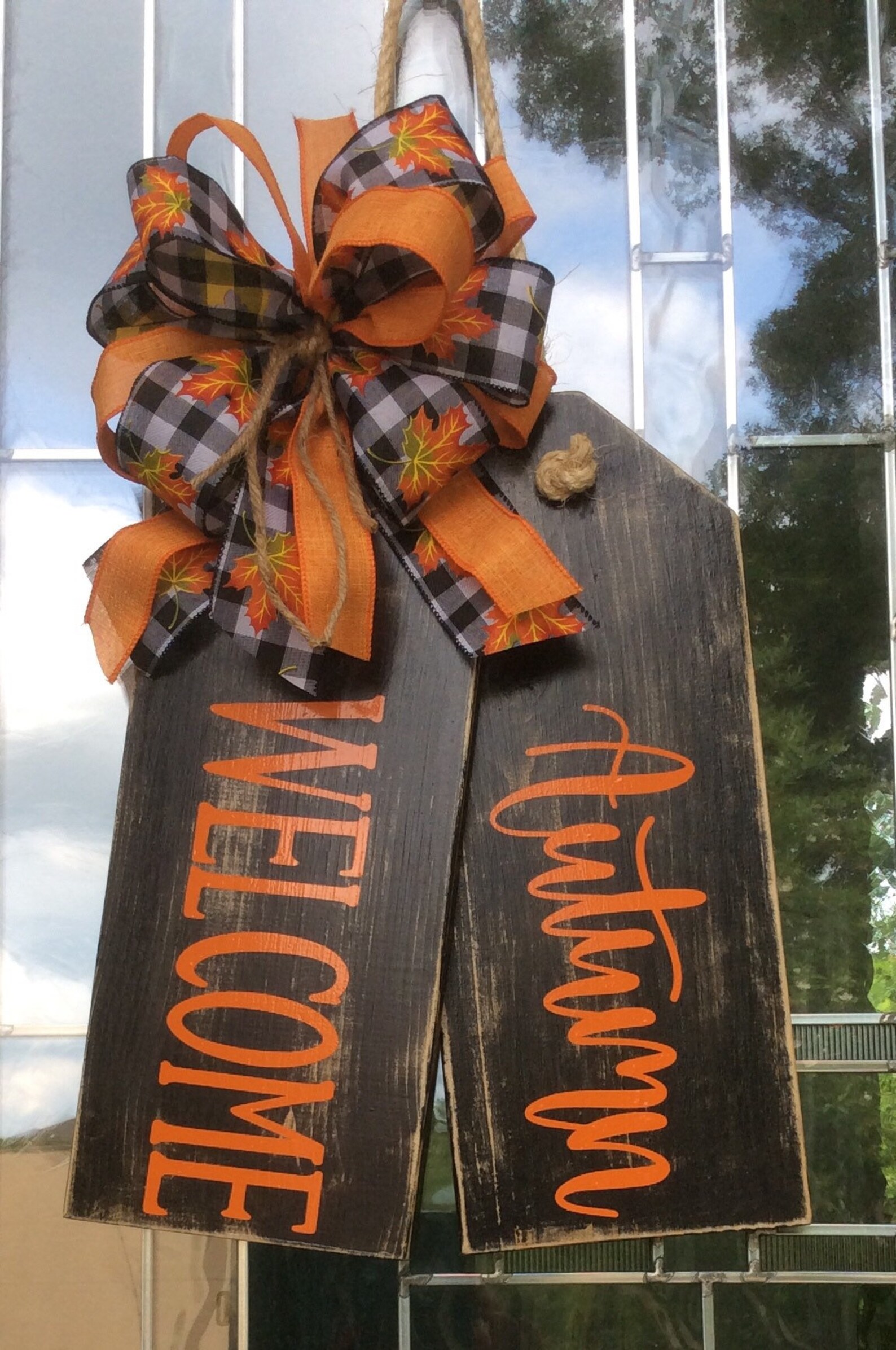 Welcome Autumn Large Wooden Door Tag Door Hanger | Etsy