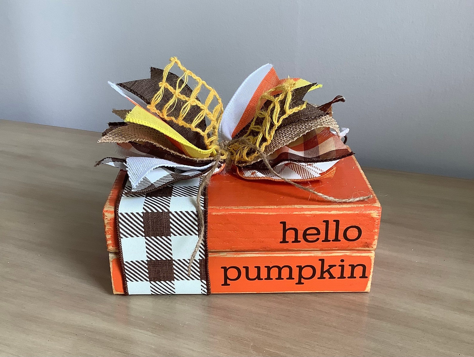 Fall Farmhouse Book Stack Farmhouse Wooden Decoration Hello - Etsy