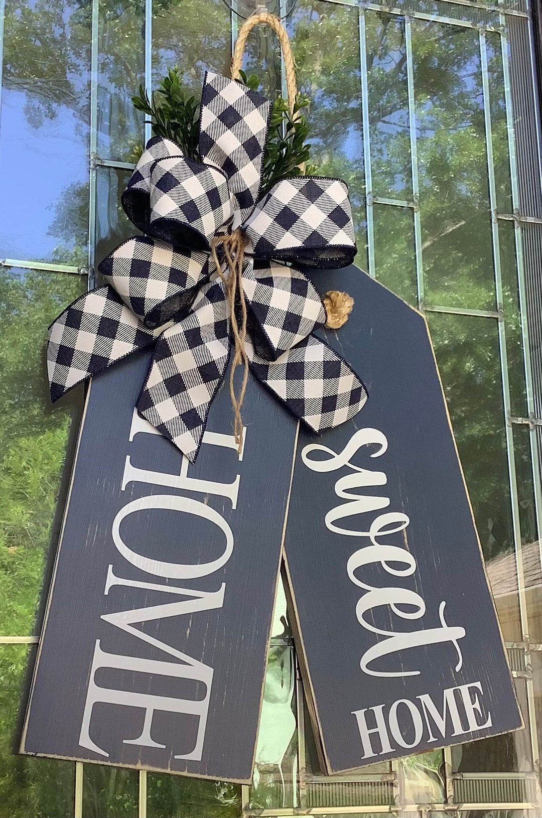 Home Sweet Home, Large Wooden Door Tag, Door Hanger, Farmhouse Wreath ...