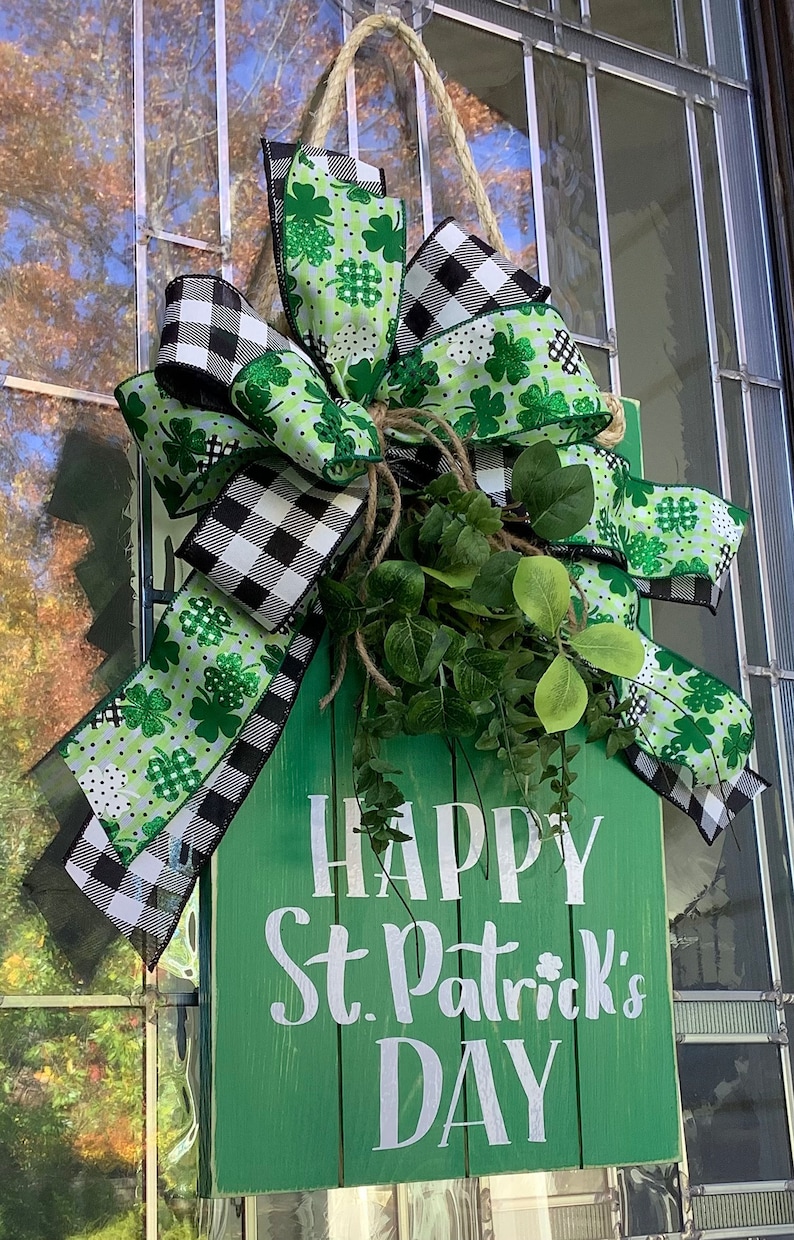 Happy St Patricks Day Large Wooden Door Sign Door Hanger - Etsy