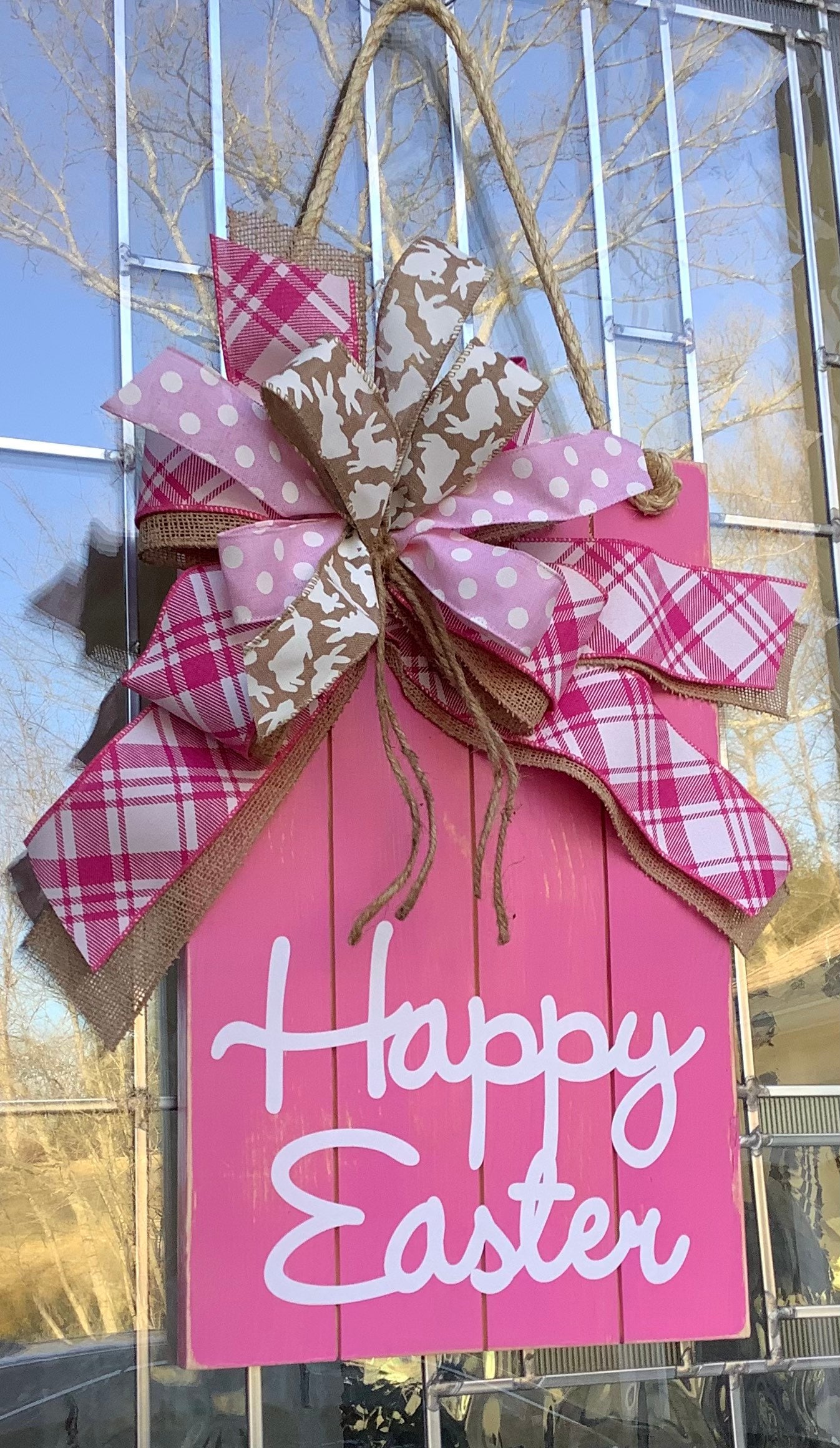 Happy Easter Large Wooden Door Sign Door Hanger Farmhouse - Etsy