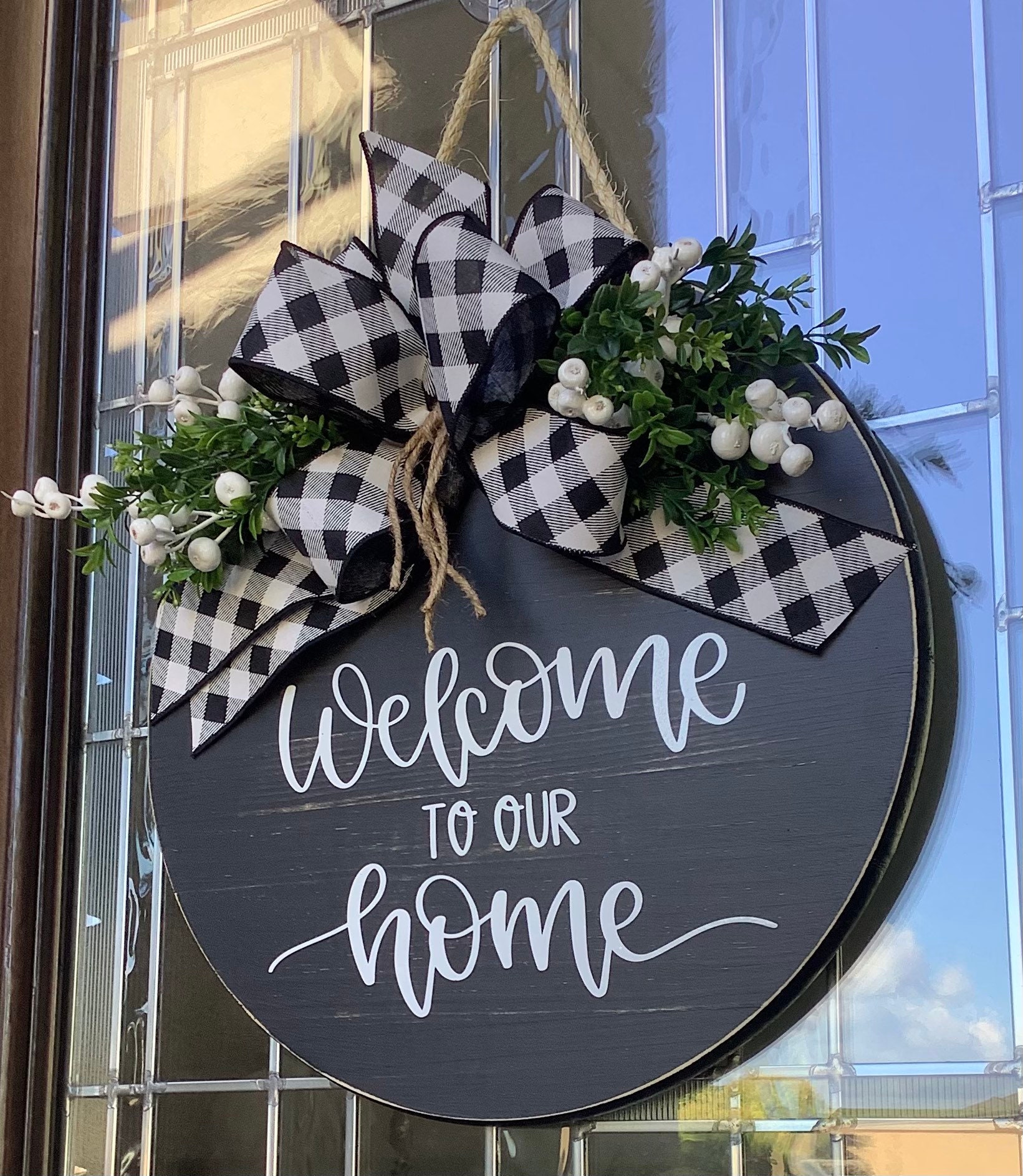 Door Decoration Welcome To Our Home Round Front Door Sign | Etsy