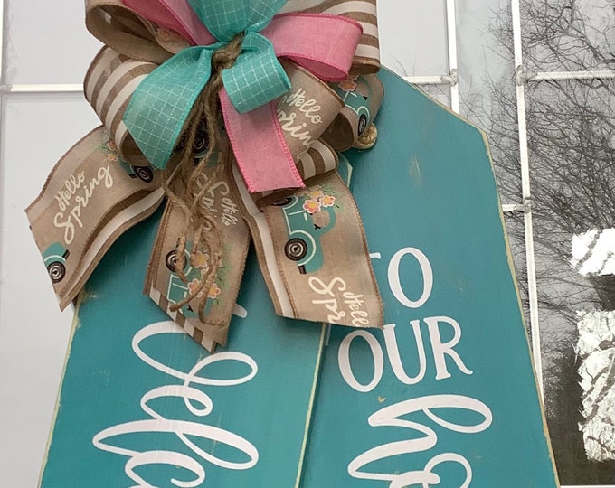 Welcome to Our Home, Large Wooden Spring Door Tags, Door Hanger ...